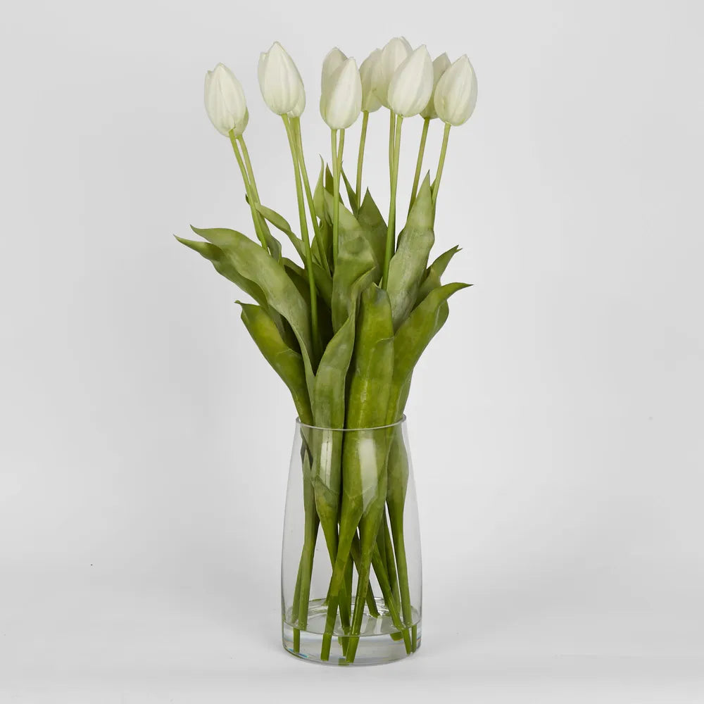 Artificial Tulip Flower in Water Vase 65cm White — Flora Designs Australia