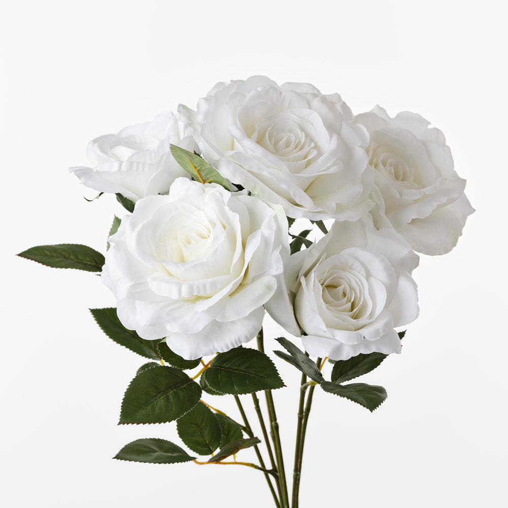 Artificial Rose Audrey Bush White 53cm — Flora Designs Australia