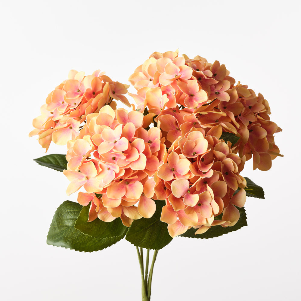 Artificial Hydrangea Bush Orange 50cm — Flora Designs Australia