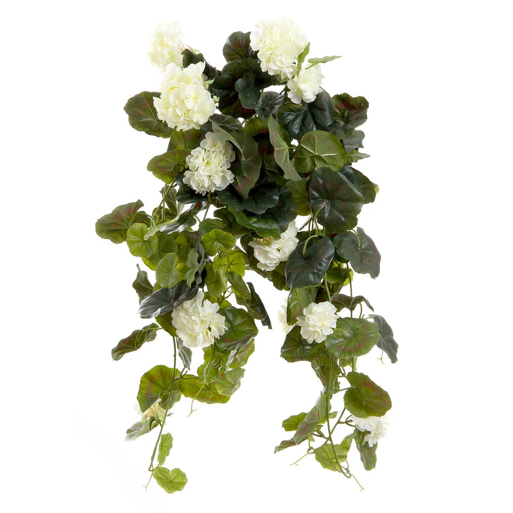 Artificial Geranium Cream Bush Trail Hanging with Leaves 60cm Pack of 6 ...